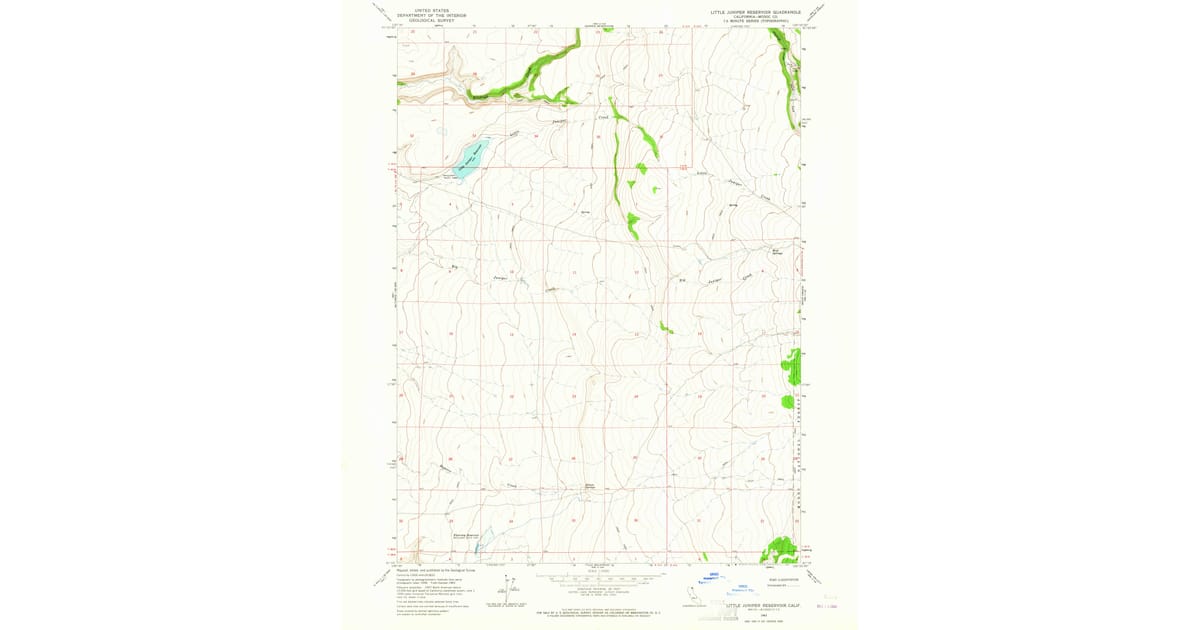 1963 Map of Little Juniper Reservoir, Modoc County, CA — High-Res ...