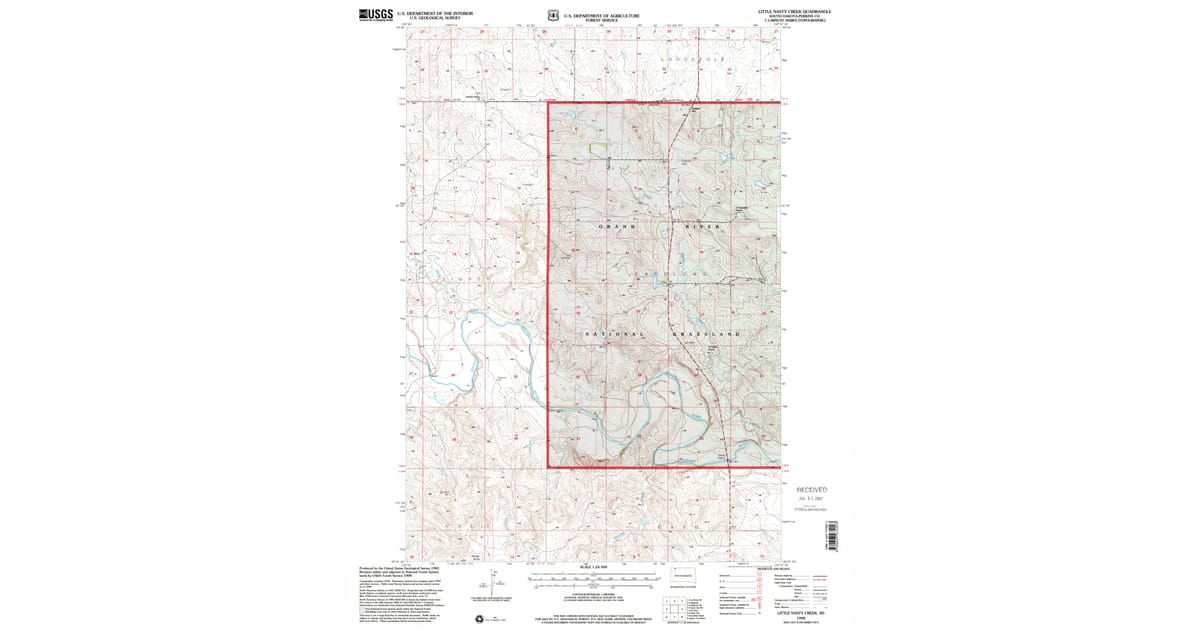 1998 Map of Little Nasty Creek, Perkins County, SD — High-Res | Pastmaps