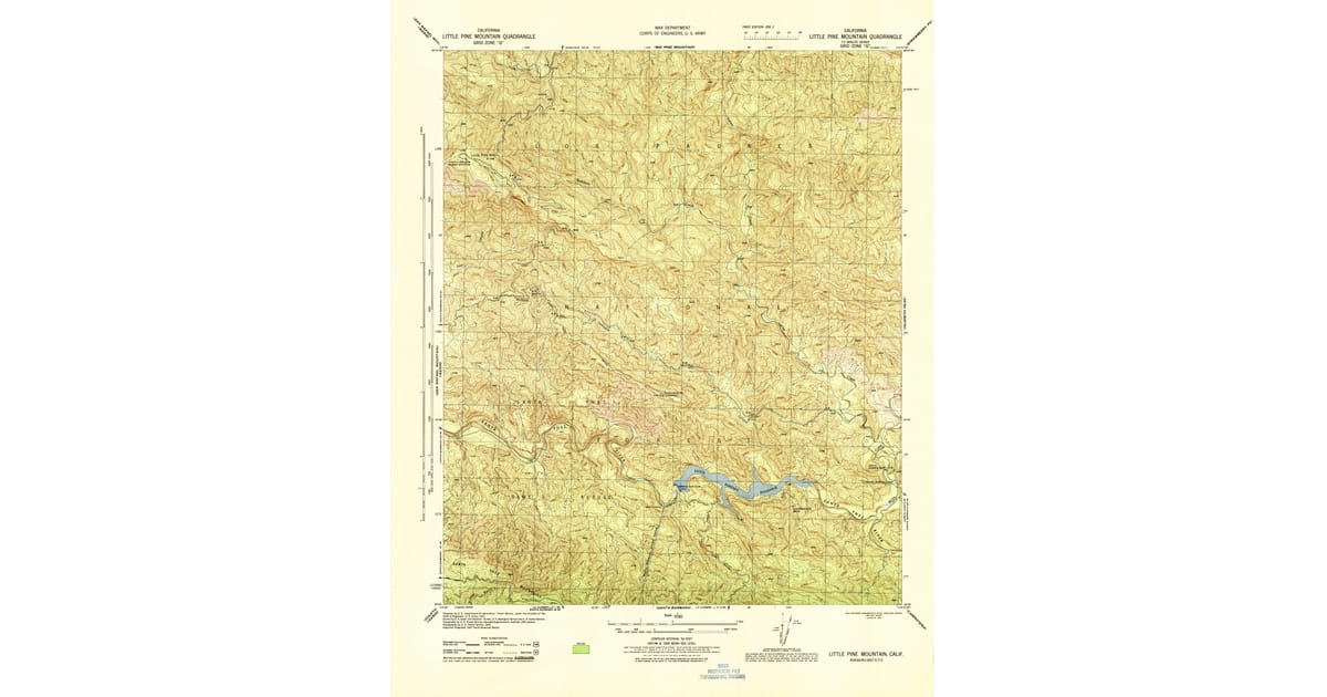 1944 Map of Little Pine Mountain, Santa Barbara County, CA — High-Res ...