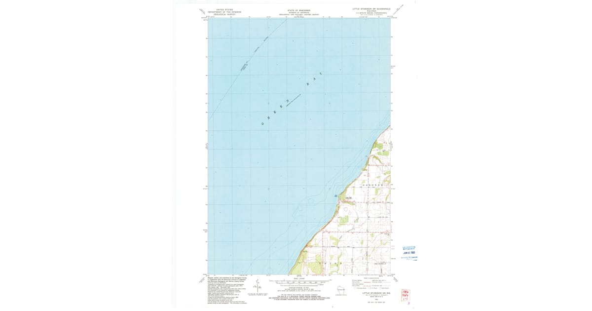 1982 Map of Little Sturgeon SW, Door County, WI — High-Res | Pastmaps