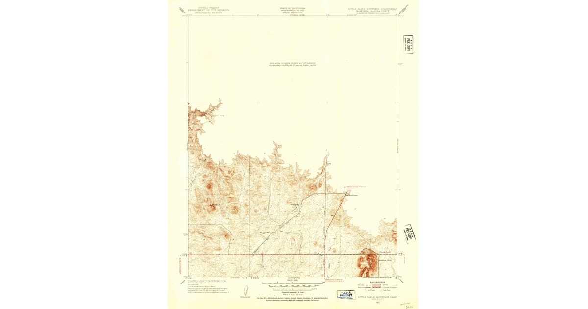 1942 Map of Little Table Mountain, Madera County, CA — High-Res | Pastmaps