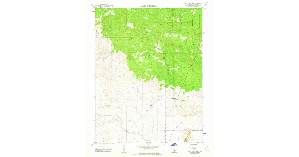 1962 Map of Little Table Mountain, Madera County, CA — High-Res | Pastmaps