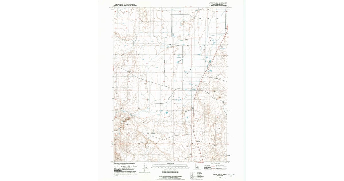 1992 Map of Little Valley, Owyhee County, ID — High-Res | Pastmaps