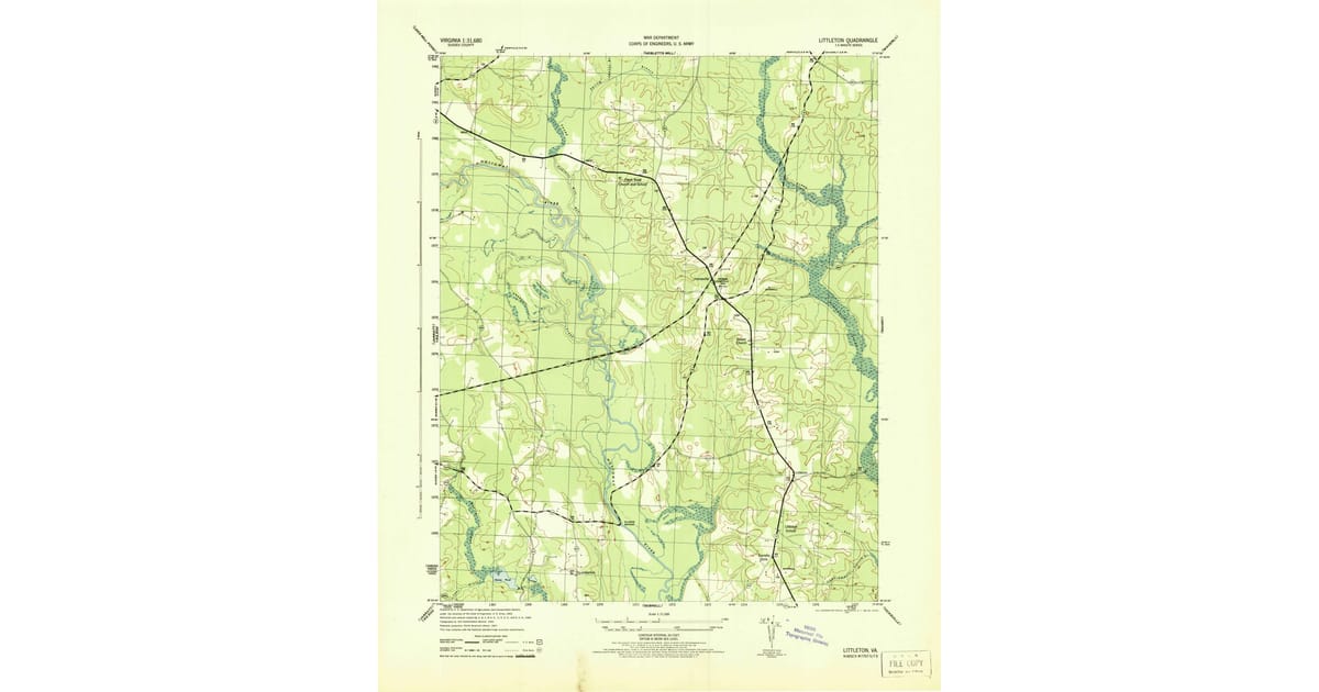 1943 Map of Littleton, Sussex County, VA — High-Res | Pastmaps