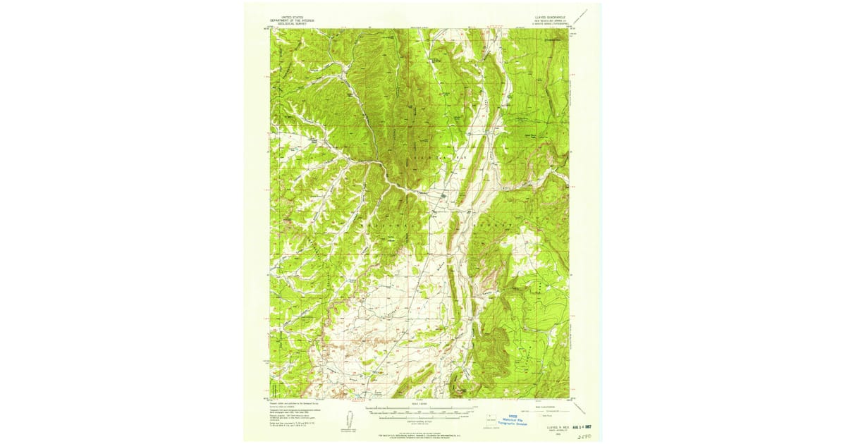 1955 Map of Llaves, Rio Arriba County, NM — High-Res | Pastmaps