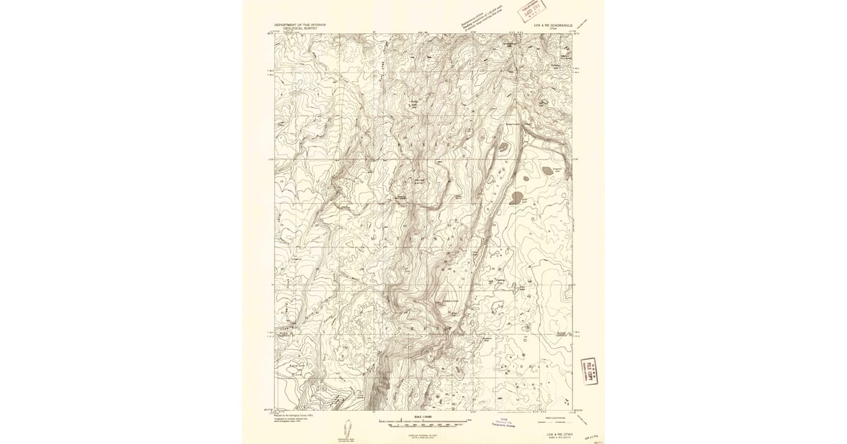 1953 Map of Loa 4 NE, Wayne County, UT — High-Res | Pastmaps