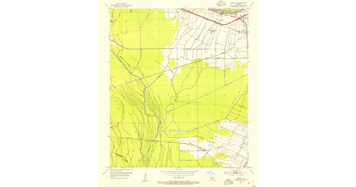 1953 Map of Lobdell, West Baton Rouge Parish, LA — High-Res | Pastmaps