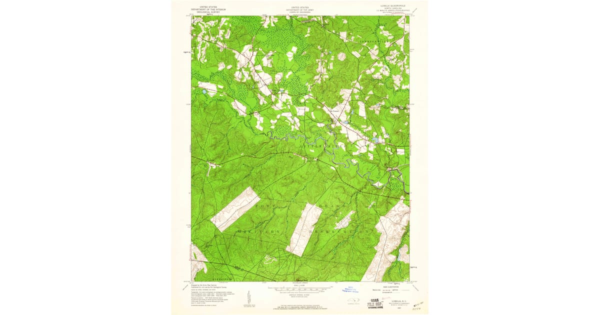 1957 Map of Lobelia, Hoke County, NC — High-Res | Pastmaps