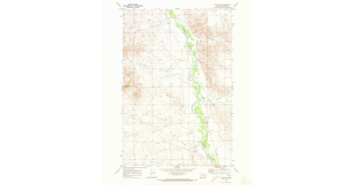 1969 Map of Locate SE, Custer County, MT — High-Res | Pastmaps