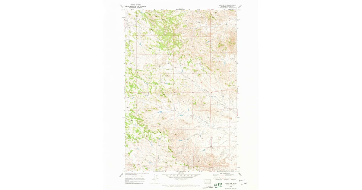 1969 Map of Locate SW, Custer County, MT — High-Res | Pastmaps