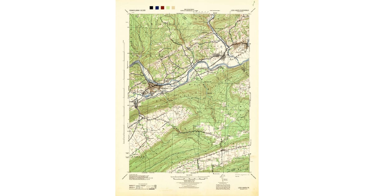 1944 Map of Lock Haven, PA — High-Res | Pastmaps