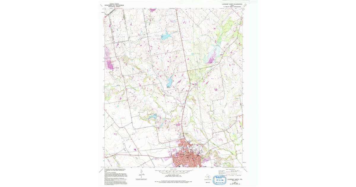 1963 Map of Lockhart North, Caldwell County, TX — High-Res, 1994 Print ...