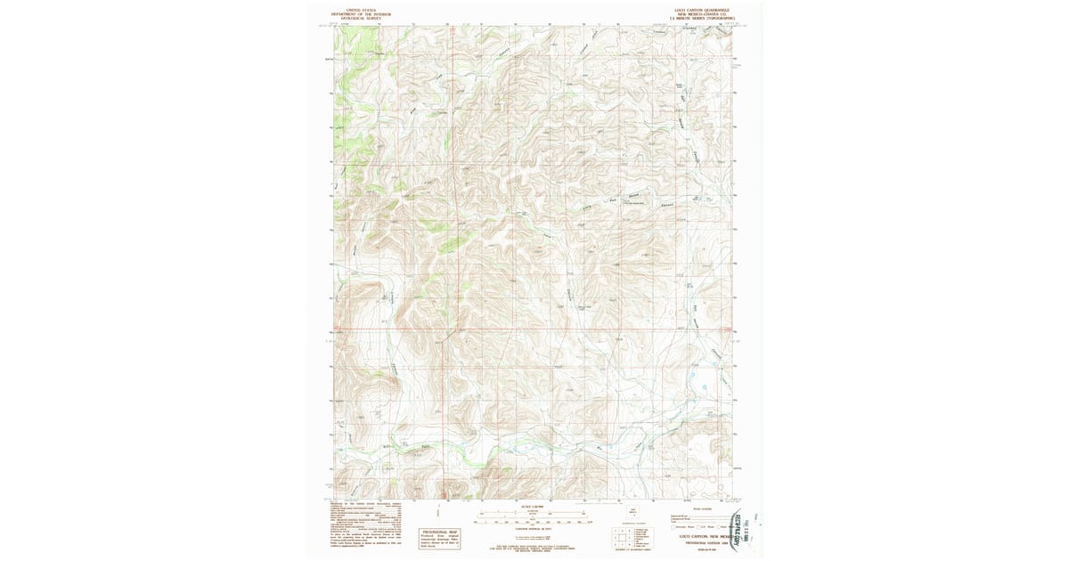 1989 Map of Loco Canyon, Chaves County, NM — High-Res | Pastmaps