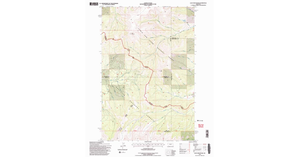 1995 Map of Loco Mountain, Meagher County, MT — High-Res | Pastmaps