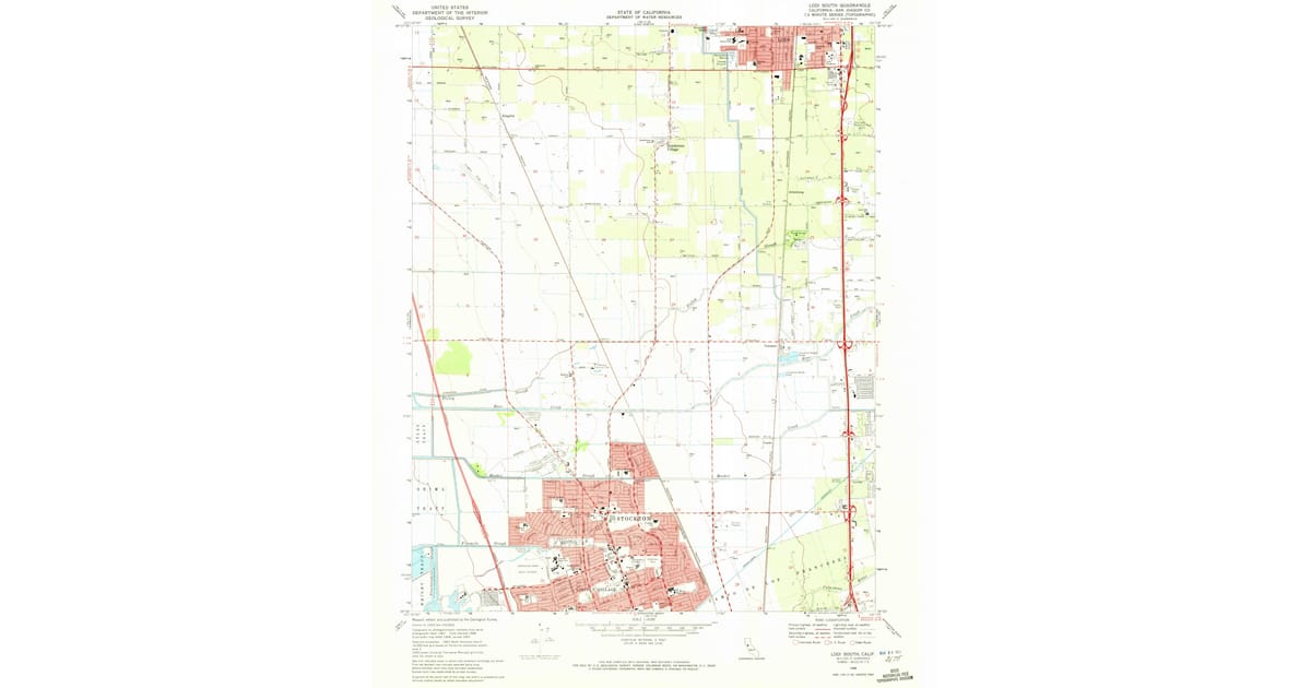 1968 Map of Lodi South, San Joaquin County, CA — High-Res | Pastmaps