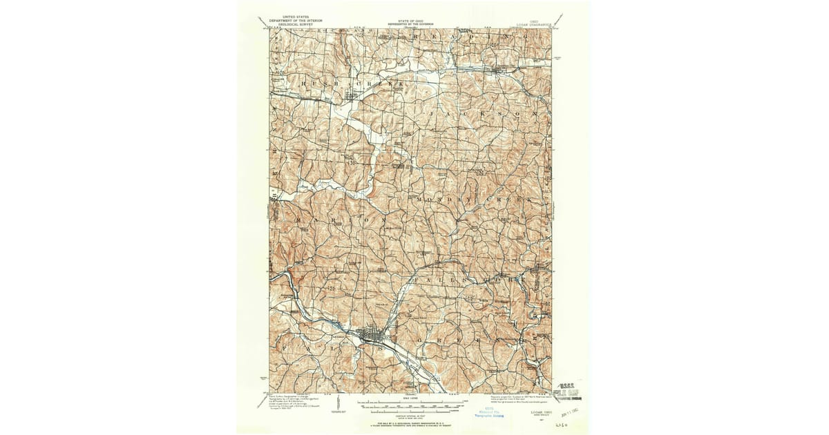 1907 Map of Logan, OH — High-Res, 1961 Print | Pastmaps