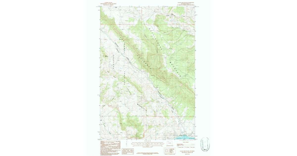 1987 Map of Logan Mountain, Park County, WY — High-Res | Pastmaps
