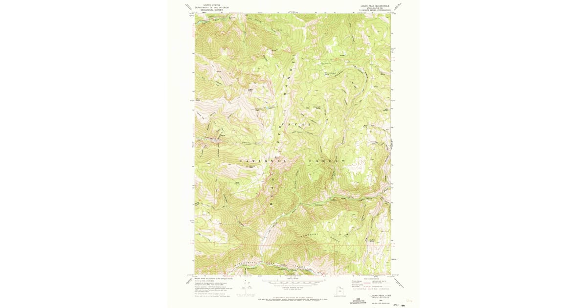 1969 Map of Logan Peak, Cache County, UT — High-Res | Pastmaps