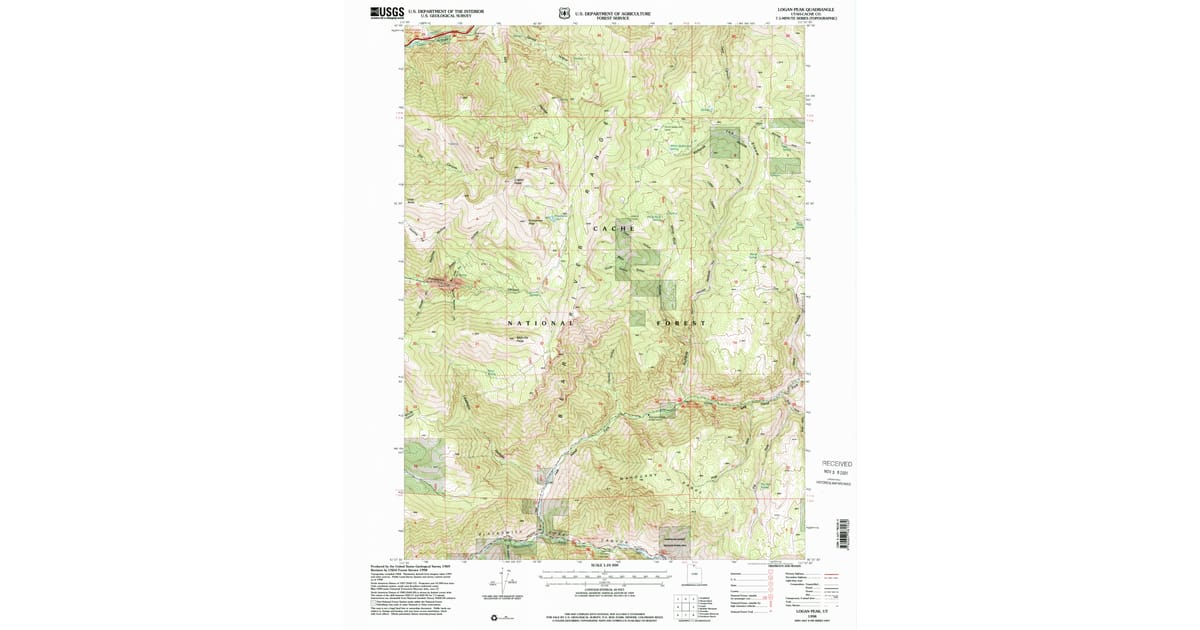 1998 Map of Logan Peak, Cache County, UT — High-Res | Pastmaps