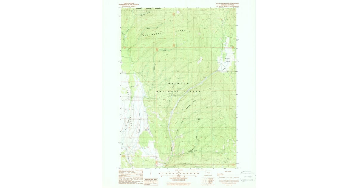 1988 Map of Logan Valley East, Grant County, OR — High-Res | Pastmaps
