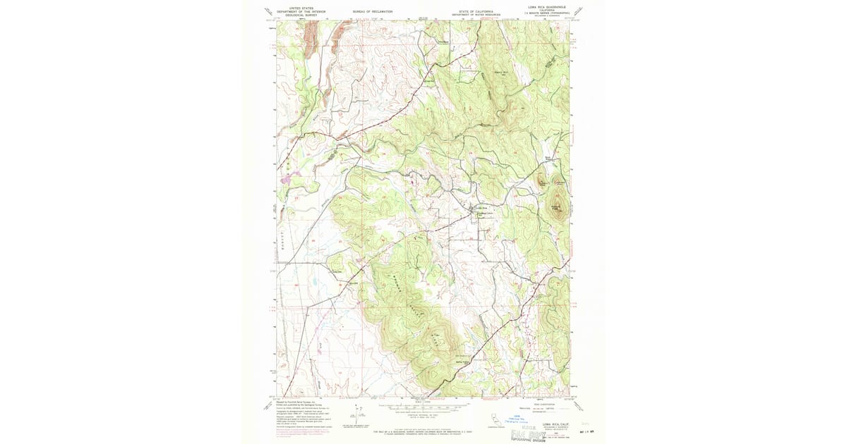 1947 Map of Loma Rica, CA — High-Res, 1971 Print | Pastmaps