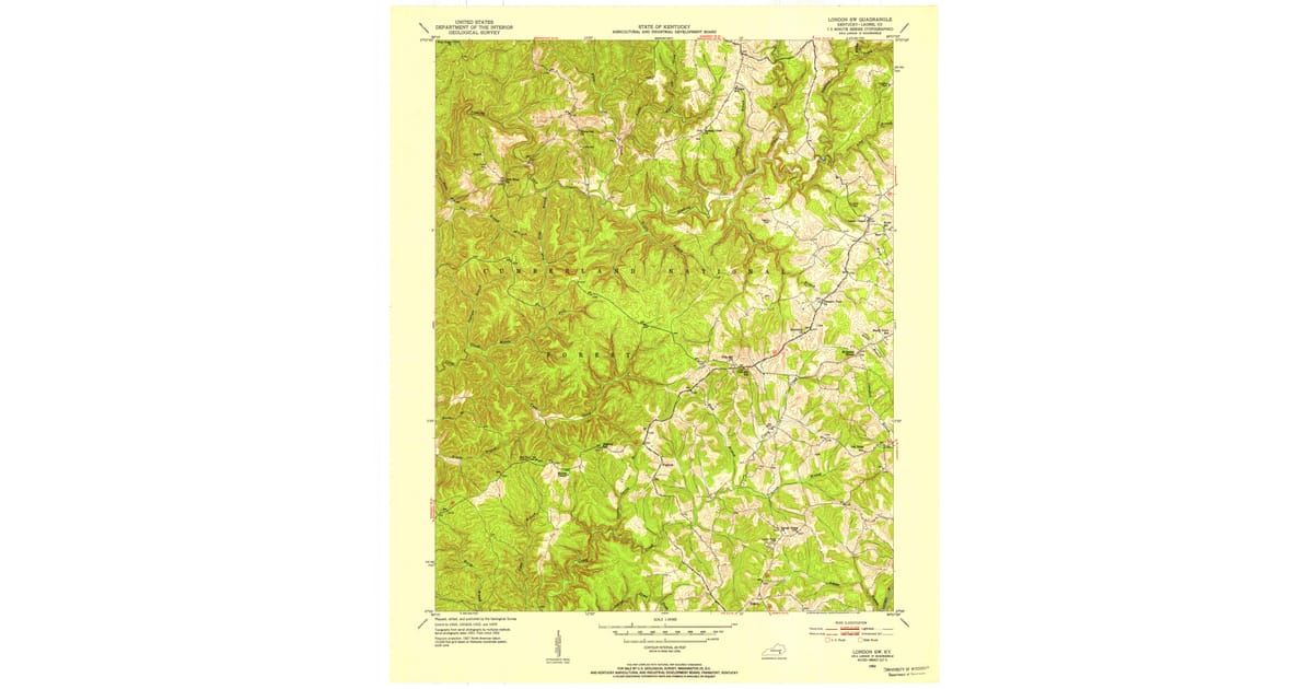 1952 Map of London SW, Laurel County, KY — High-Res | Pastmaps