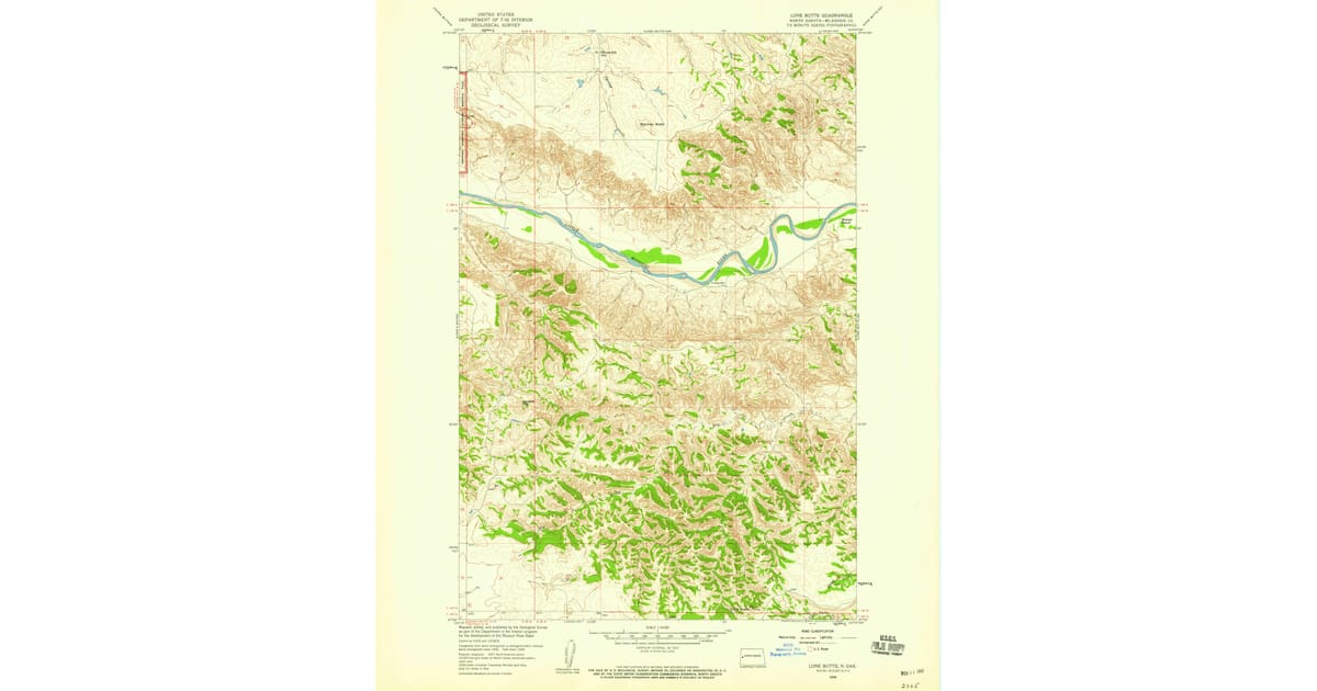 1958 Map of Lone Butte, McKenzie County, ND — High-Res | Pastmaps
