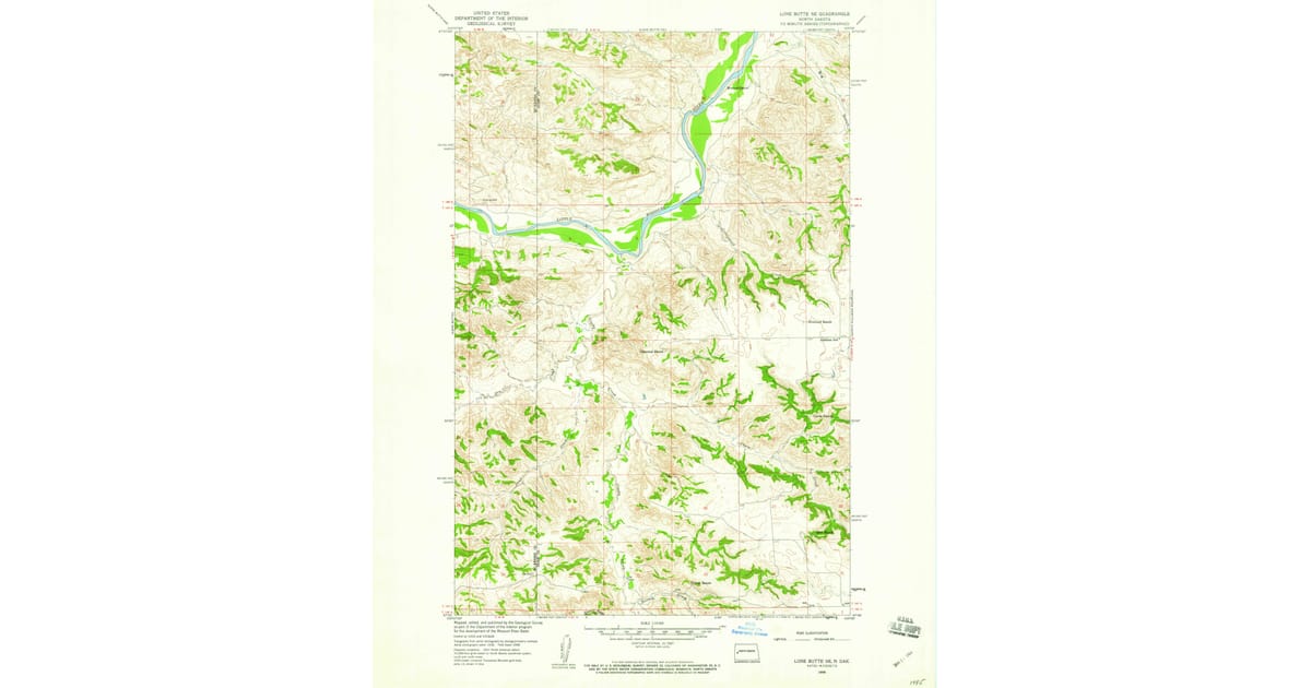 1958 Map of Lone Butte SE, Dunn County, ND — High-Res | Pastmaps