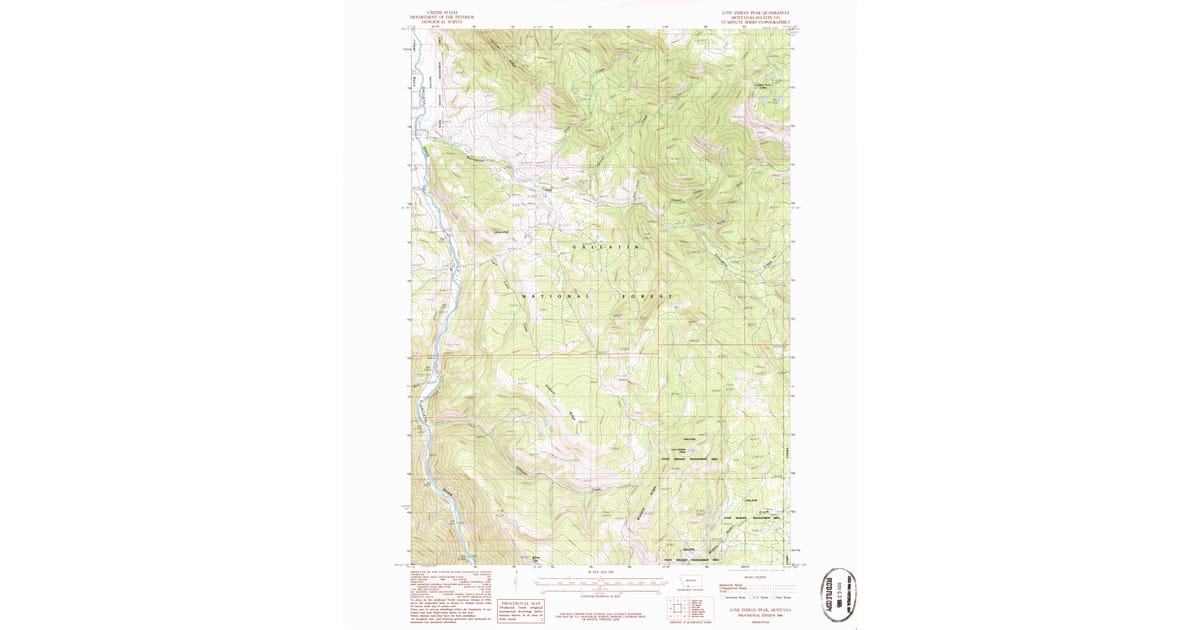 1986 Map of Lone Indian Peak, Gallatin County, MT — High-Res | Pastmaps