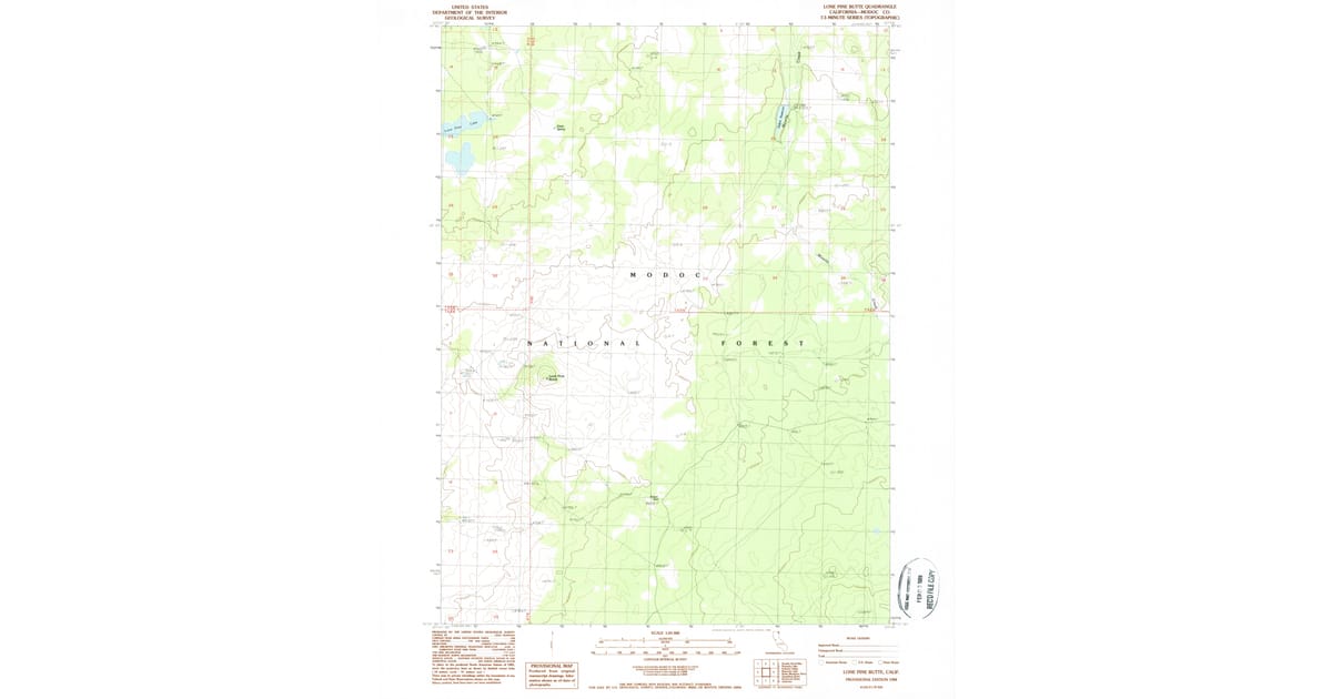 1988 Map of Lone Pine Butte, Modoc County, CA — High-Res | Pastmaps