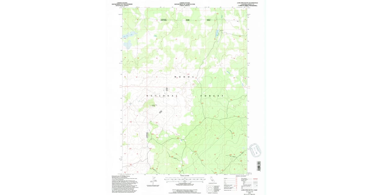 1993 Map of Lone Pine Butte, Modoc County, CA — High-Res | Pastmaps
