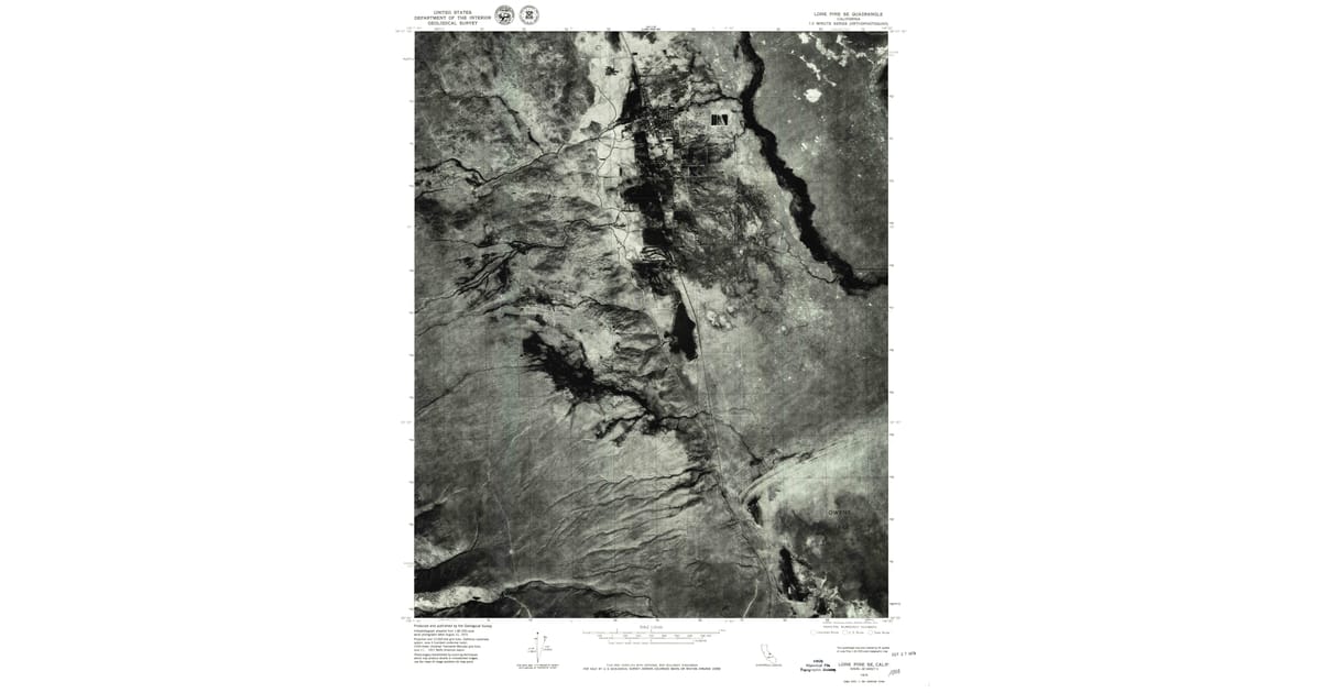 1975 Map of Lone Pine SE, Inyo County, CA — High-Res | Pastmaps