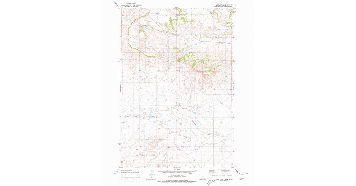 1980 Map of Lone Tree Creek, Carter County, MT — High-Res | Pastmaps