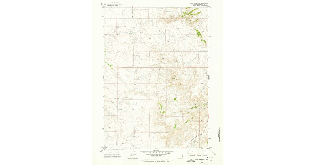 1974 Map of Lone Tree Hill, Niobrara County, WY — High-Res | Pastmaps