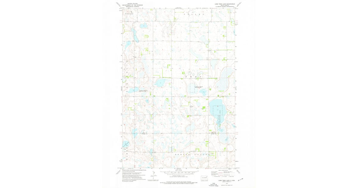 1973 Map of Lone Tree Lake, Day County, SD — High-Res | Pastmaps