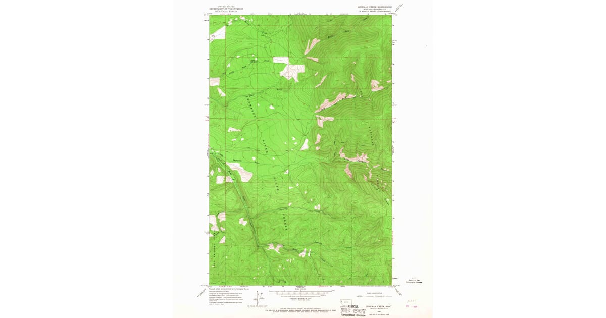 1964 Map of Loneman Creek, Sanders County, MT — High-Res | Pastmaps