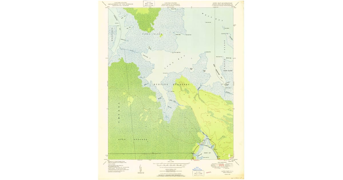1950 Map of Long Bay, Carteret County, NC — High-Res, 1950 Print #2 ...
