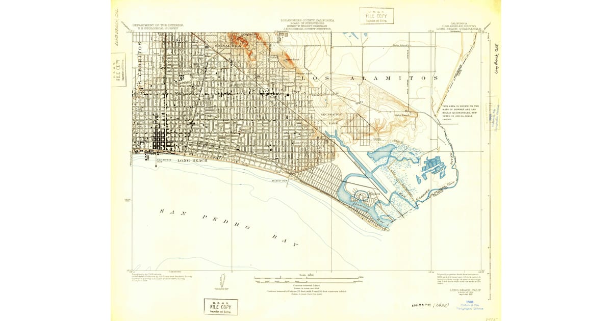 1925 Map of Long Beach, California — High-Res, 1932 Print | Pastmaps