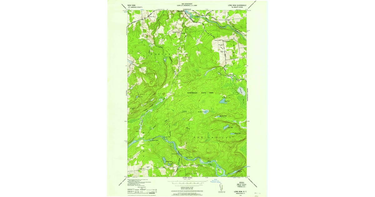 1942 Map of Long Bow, St. Lawrence County, NY — High-Res | Pastmaps