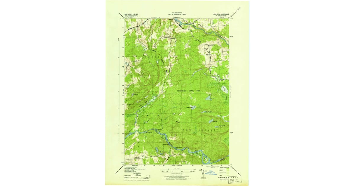 1943 Map of Long Bow, St. Lawrence County, NY — High-Res | Pastmaps