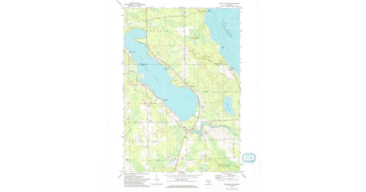 1971 Map of Long Lake East, Alpena County, MI — High-Res | Pastmaps