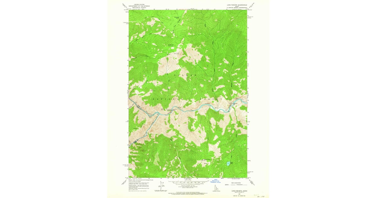 1962 Map of Long Tom Mtn, Lemhi County, ID — High-Res | Pastmaps
