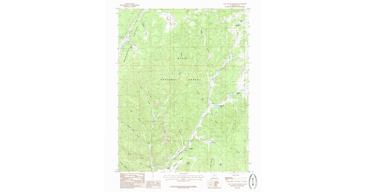 1985 Map of Long Valley Junction, Kane County, UT — High-Res | Pastmaps