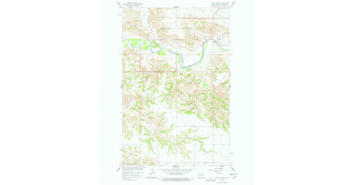 1958 Map of Long X Divide, McKenzie County, ND — High-Res, 1978 Print ...