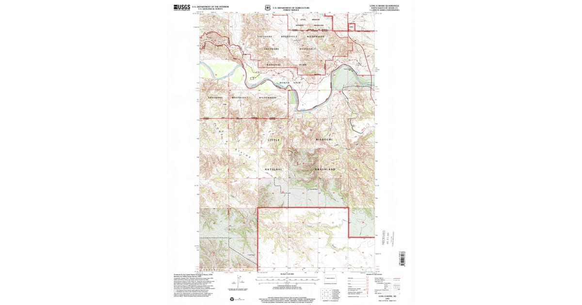 1997 Map of Long X Divide, McKenzie County, ND — High-Res | Pastmaps