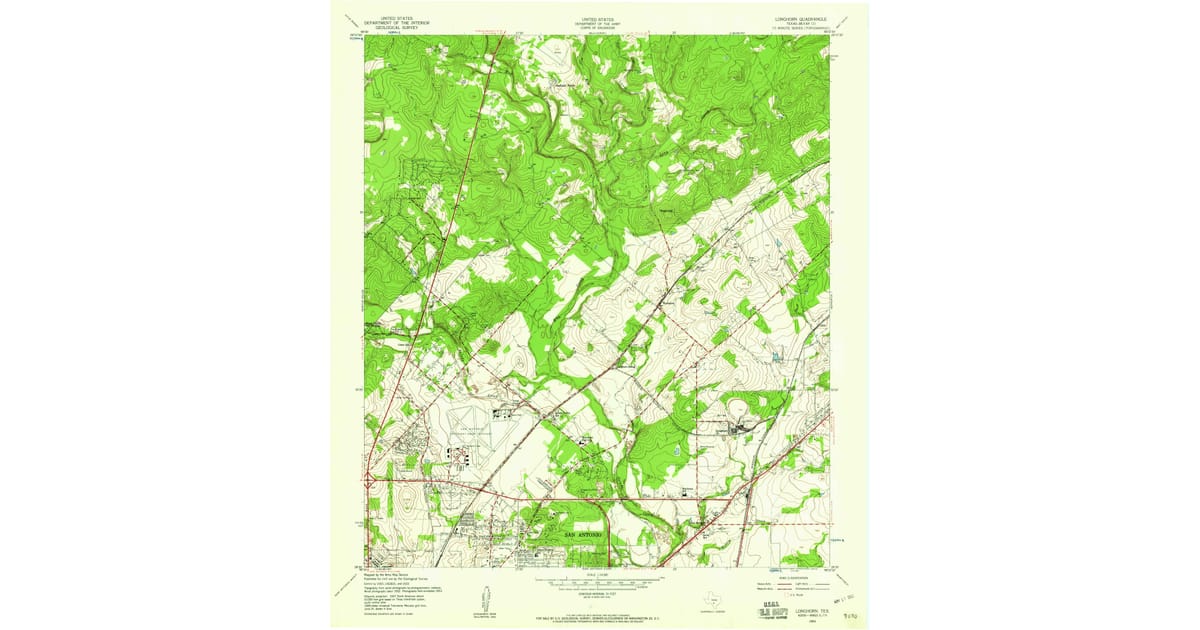 1953 Map of Longhorn, Bexar County, TX — High-Res | Pastmaps