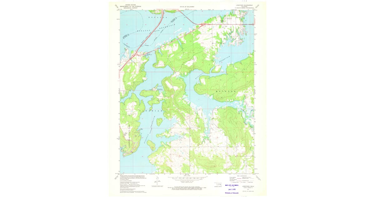 1971 Map of Longtown, OK — High-Res | Pastmaps
