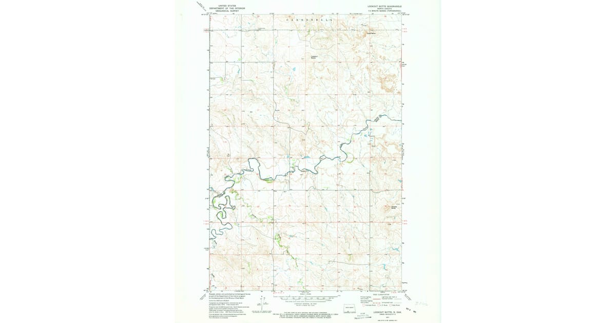 1971 Map of Lookout Butte, Grant County, ND — High-Res | Pastmaps