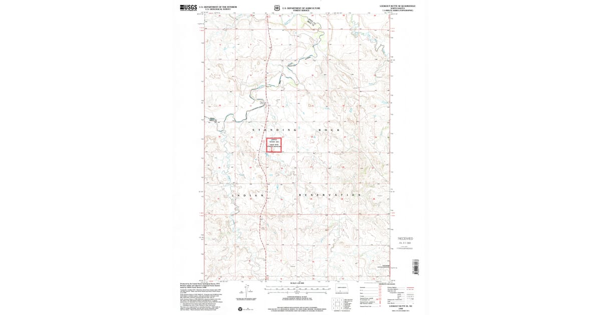 1998 Map of Lookout Butte SE, Sioux County, ND — High-Res | Pastmaps