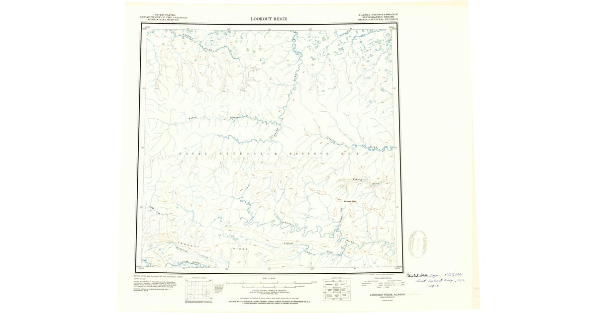 1951 Map of Lookout Ridge, North Slope Borough, AK — High-Res | Pastmaps